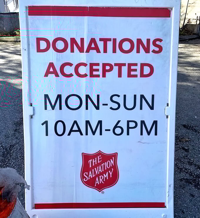 The donation schedule sign &ndash; where your decluttering becomes someone else's discovering, seven days a week in a beautiful cycle of reuse.