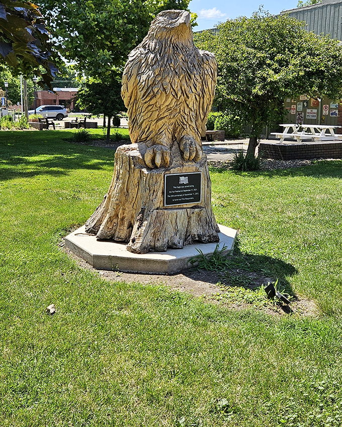 Not all roadside attractions were human-shaped. This carved wooden eagle represents the natural world imagery that also populated America's highway landscape.