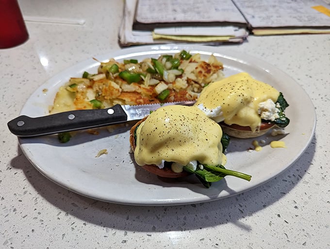 Eggs Benedict that makes you wonder if hollandaise sauce should be considered a proper beverage choice. I'd drink it with a straw.