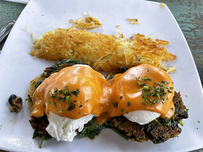 This eggs benedict with its vibrant hollandaise is performing a magic trick&mdash;making you forget you're eating something healthy underneath.