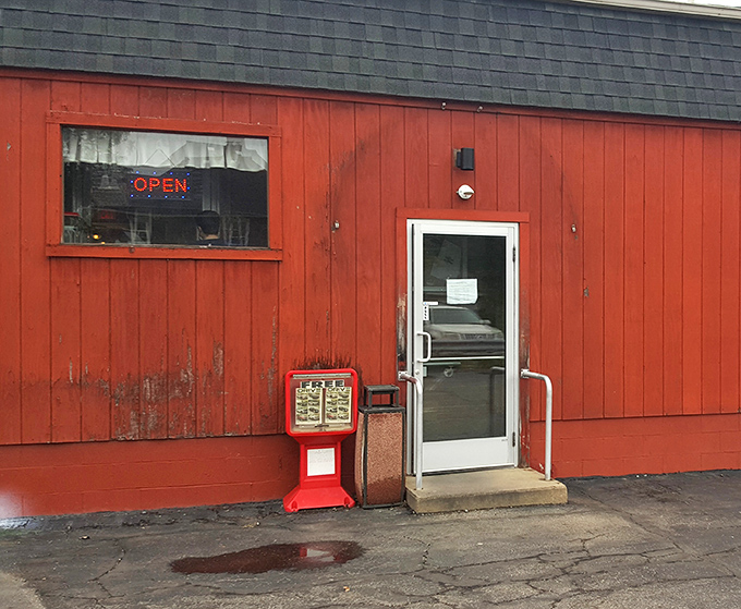 The unassuming entrance doesn't telegraph what awaits inside&mdash;like finding a treasure chest disguised as a garden shed.