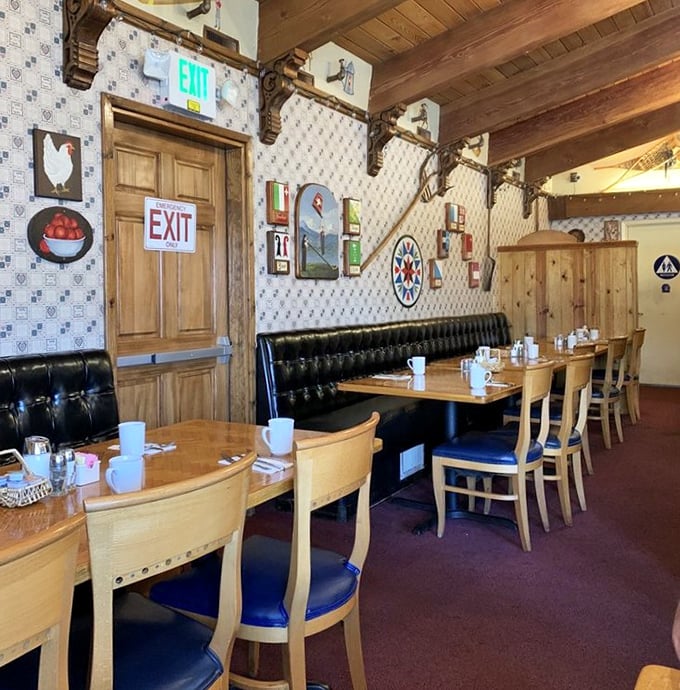 Not just an exit, but a portal back to reality. The cozy banquettes and wooden chairs have witnessed countless "best breakfast ever" declarations.
