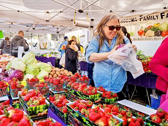 The farmers market bursts with locally grown produce that makes grocery store offerings look like sad, distant relatives. Those strawberries actually smell like strawberries!