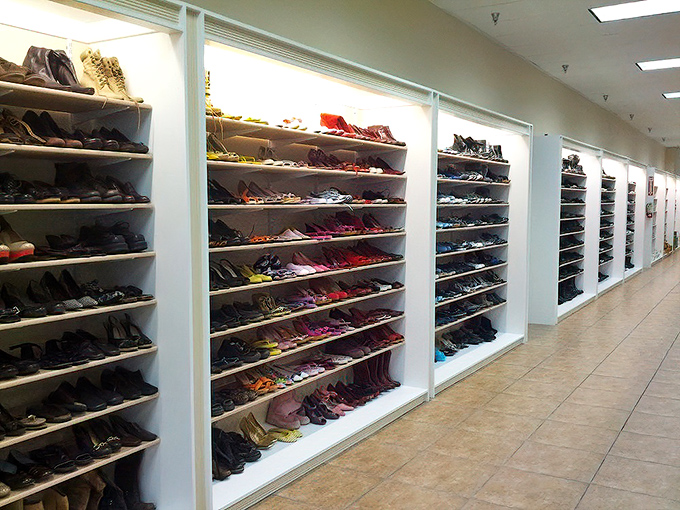 The shoe section stretches into infinity, a Cinderella story waiting to happen with every perfectly organized pair.