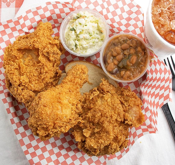 Fried chicken so perfectly golden it belongs in Fort Knox, with sides that deserve equal billing in this Southern food drama.