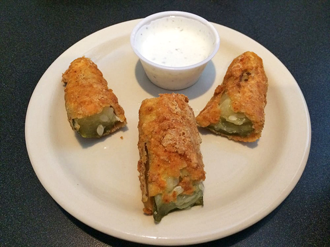 Fried pickles: proof that anything dipped in batter, fried to golden perfection, and served with ranch becomes an immediate table favorite.