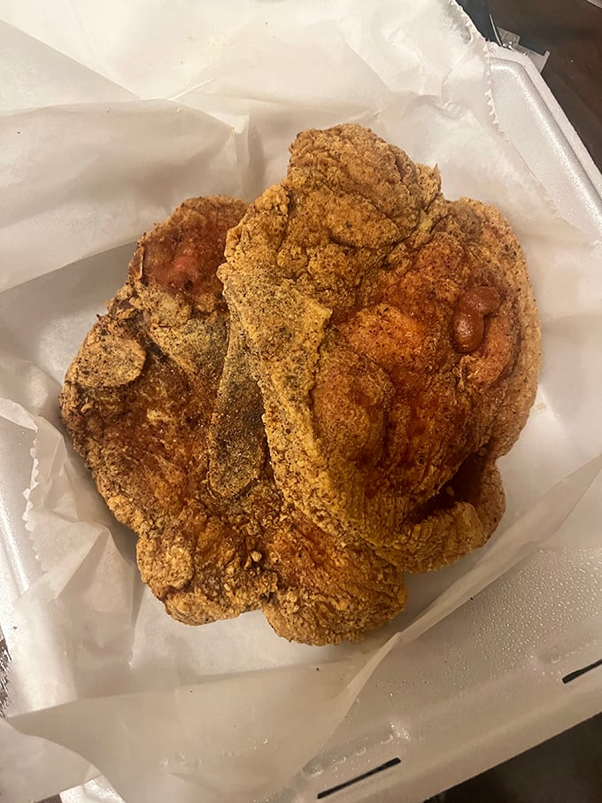 A fried pork chop with a golden crust that audibly shatters when your fork touches it. Simplicity elevated to an art form.