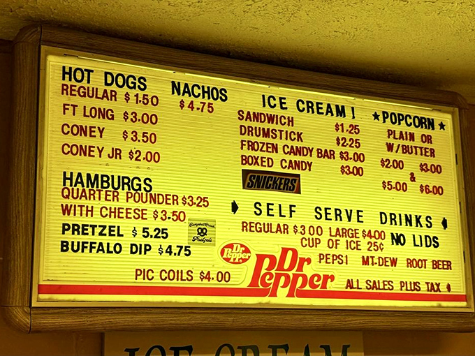 The menu board&mdash;a symphony of affordable indulgence. From foot-long hot dogs to ice cream sandwiches, these prices feel like a trip back in time.