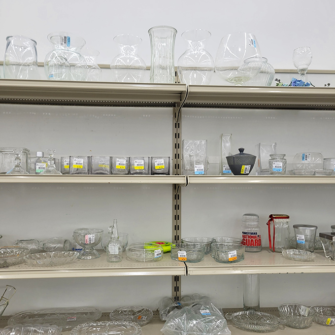 Crystal and glassware that would make your grandmother proud, all waiting for a second chance to shine at your next dinner party.