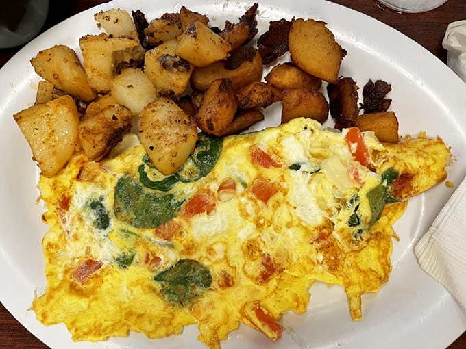 A Greek omelet so generous, Zeus himself would approve &ndash; vegetables and cheese in Olympic proportions.