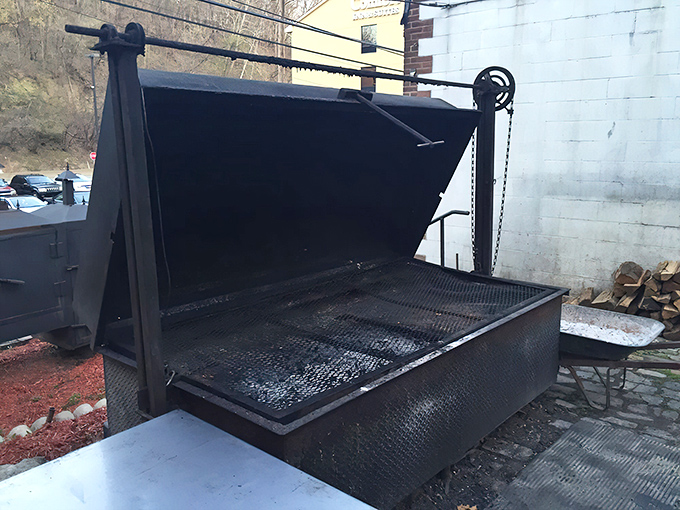 The massive smoker&mdash;where time, temperature, and technique transform ordinary cuts into extraordinary barbecue. The real kitchen.