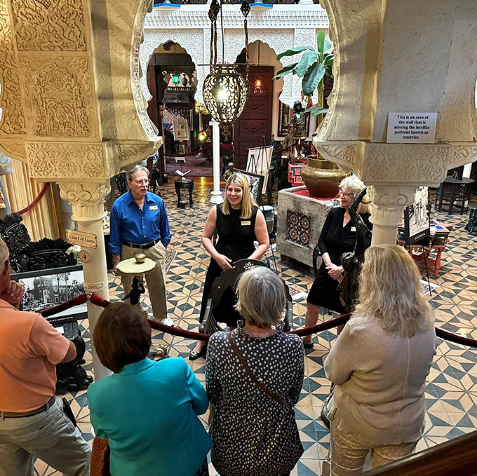 Tour guides bring Villa Zorayda's stories to life, sharing tales that connect Spain's Alhambra to Florida's historic coast.