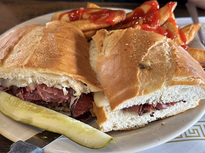 This pastrami sandwich isn't messing around. With meat stacked higher than Silicon Valley rent prices, it's the lunch hero we need.