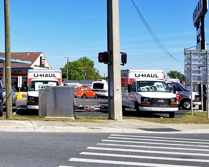 U-Haul trucks stand ready for those making the one-way migration to Ocala, where Social Security checks stretch further than spandex at a retirement community.