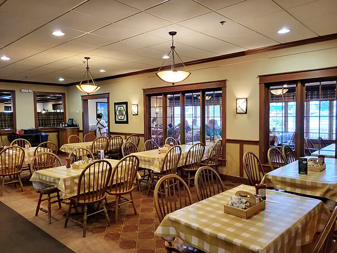 Yellow checkered tablecloths and Windsor chairs create the perfect backdrop for food that doesn't need Instagram filters to look appealing.