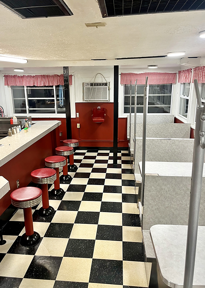 The classic black-and-white checkered floor isn't retro design&mdash;it's simply never changed. Why mess with the backdrop to burger perfection?