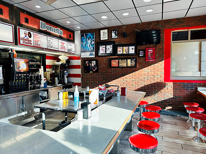 The classic diner aesthetic &ndash; where brick walls, counter seating, and no-nonsense service create the perfect backdrop for culinary memories.