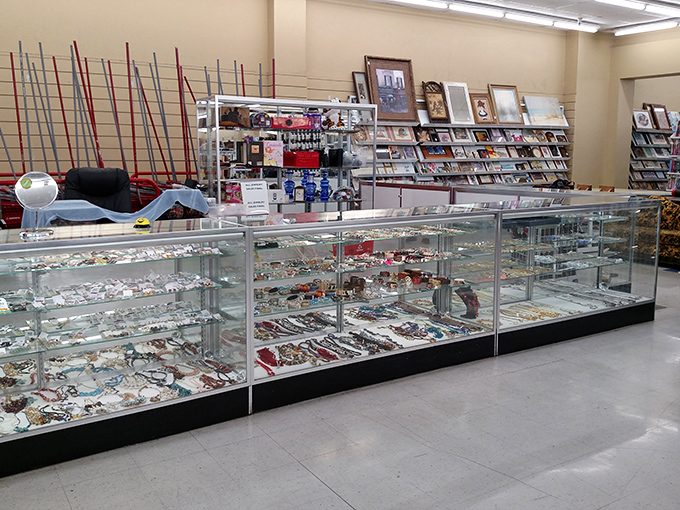 The jewelry counter gleams with possibility&mdash;vintage brooches, statement necklaces, and the occasional hidden gem among costume treasures.