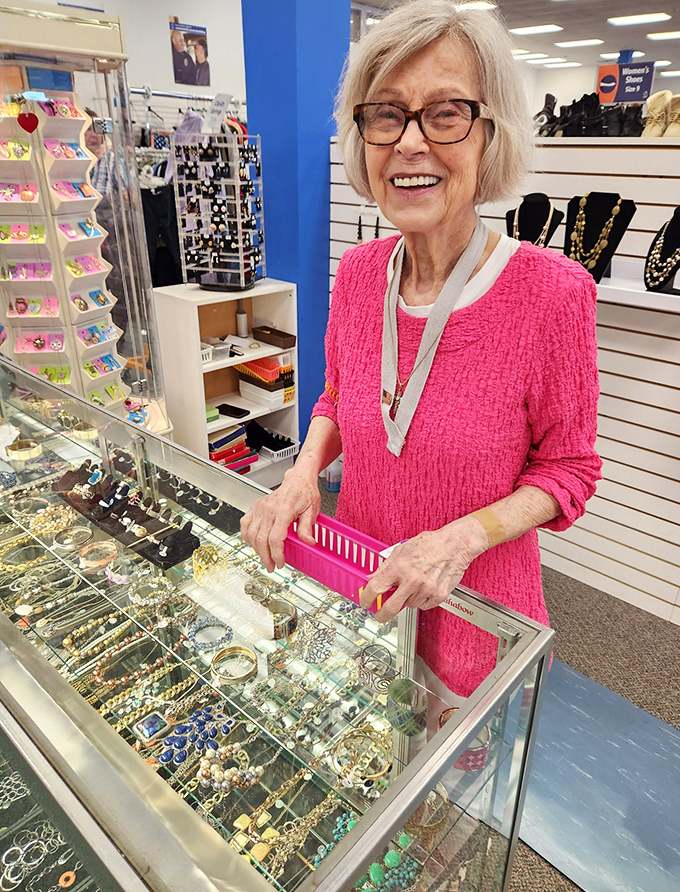 The jewelry counter sparkles with possibilities. One person's forgotten accessory becomes another's conversation-starting statement piece.