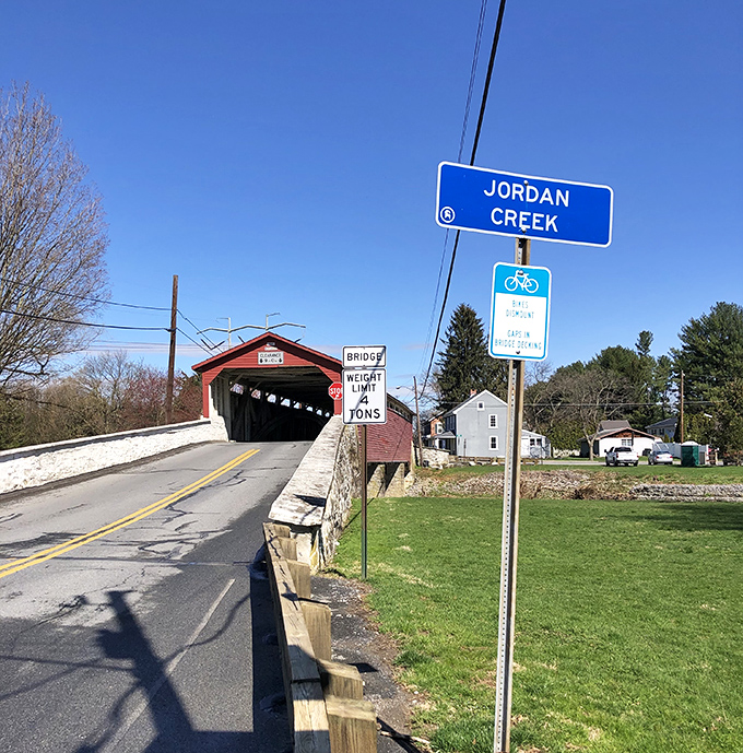The Jordan Creek sign stands as a humble reminder that even the smallest waterways shaped how communities formed and connected in early America. 