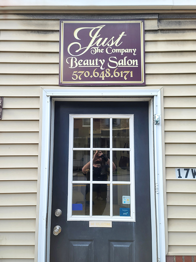 "Just The Company" beauty salon &ndash; where appointments are scheduled around life events and everyone leaves looking their Pennsylvania best.