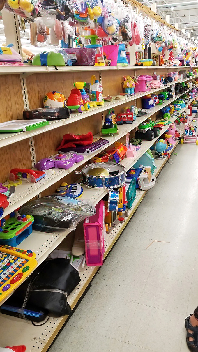 Childhood joy at bargain prices&mdash;these shelves of toys represent both nostalgia for parents and new adventures for kids.