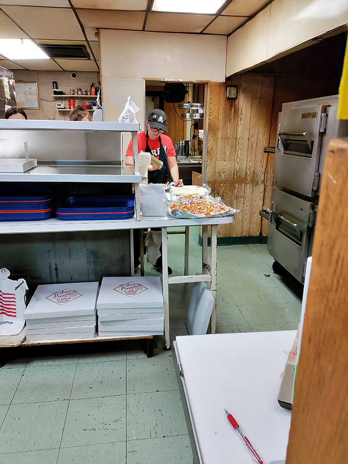 The kitchen may not be fancy, but it's the birthplace of deliciousness that keeps cars filling that cracked parking lot.