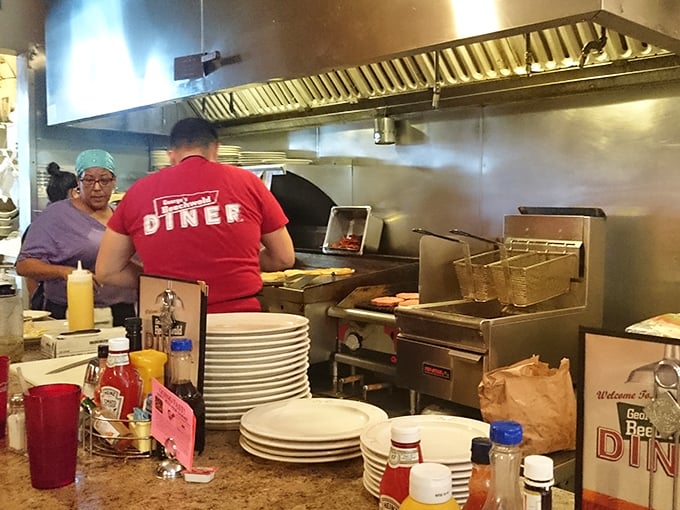 Where breakfast dreams come true. The kitchen staff moves with the practiced precision of people who have flipped thousands of eggs to perfection.