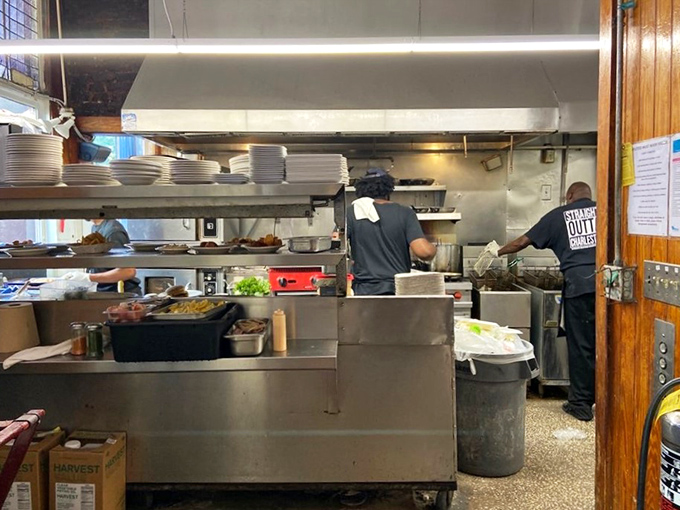 A glimpse into the kitchen where culinary magic happens&mdash;the engine room of this beloved seafood vessel.