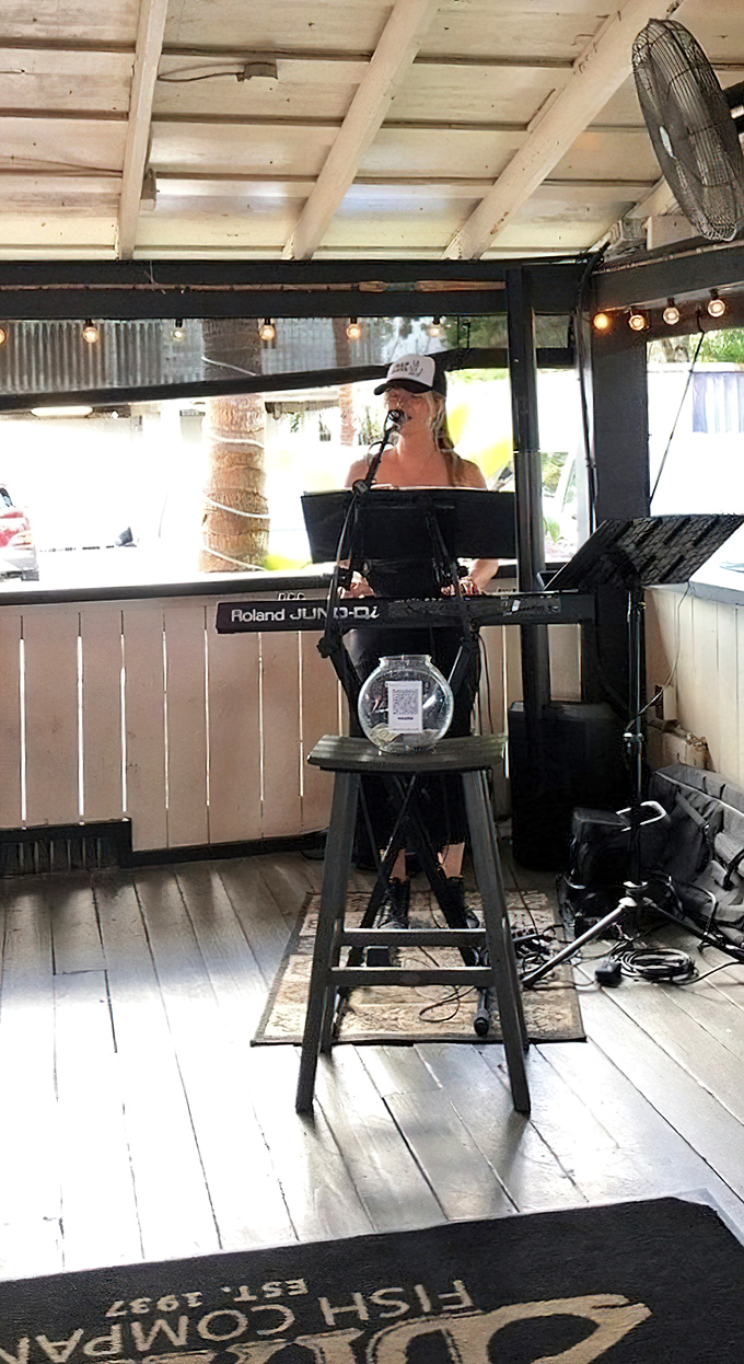 Live music adds the perfect soundtrack to your seafood feast. Nothing pairs better with grouper than some laid-back Florida tunes.