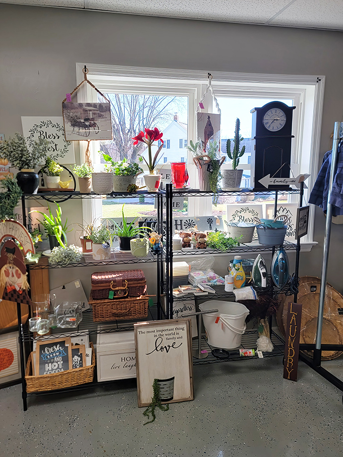 A windowsill garden of artificial plants and inspirational decor that would make Joanna Gaines nod in approval. "Bless" indeed—your budget, that is!