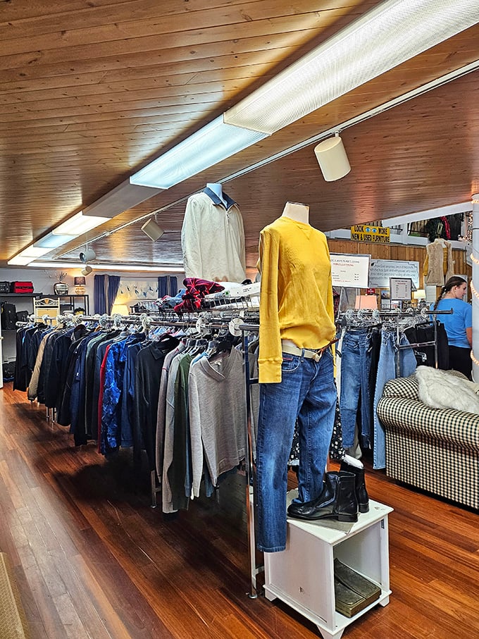 Mannequins model some of the store's better clothing finds, proving second-hand doesn't mean second-rate in the style department.