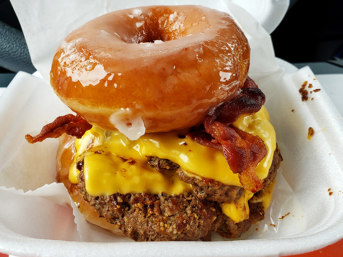 The infamous Luther Burger swaps traditional buns for glazed donuts&mdash;a sweet-savory combination that's either culinary genius or delicious madness. Possibly both.