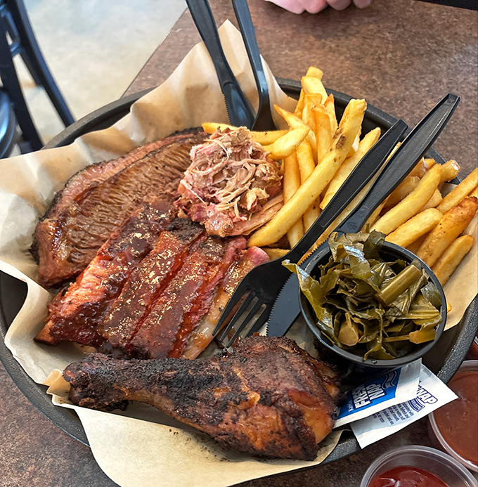 This meat platter isn't just a meal&mdash;it's a guided tour through the promised land of perfect barbecue.