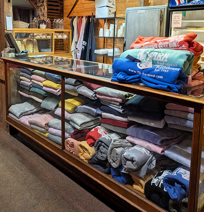 The ultimate souvenir: taking home a piece of The Barn's cozy charm. Those sweatshirts are like comfort food you can wear.