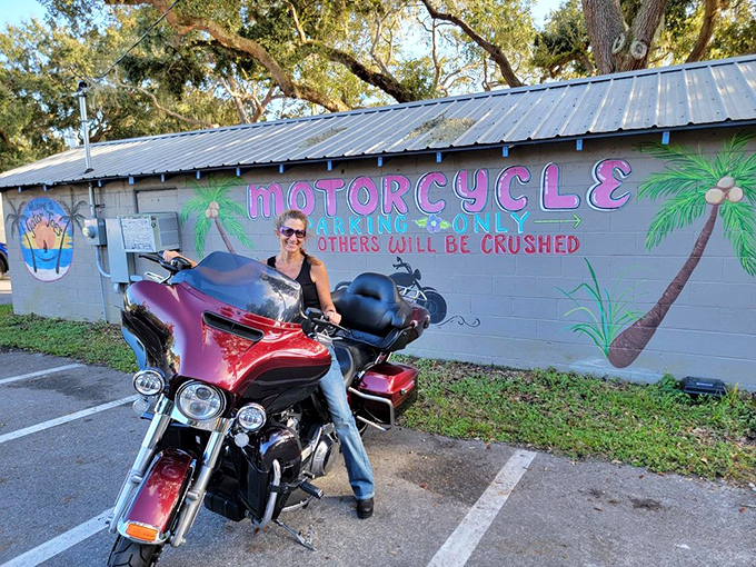 Motorcycle-friendly parking shows this place welcomes adventurers from all walks of life and transportation preferences.