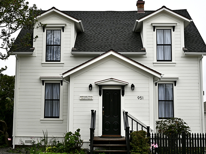 This pristine Victorian home represents Mendocino's architectural heritage, where every dormer window and gingerbread trim tells a story of craftsmanship and care.