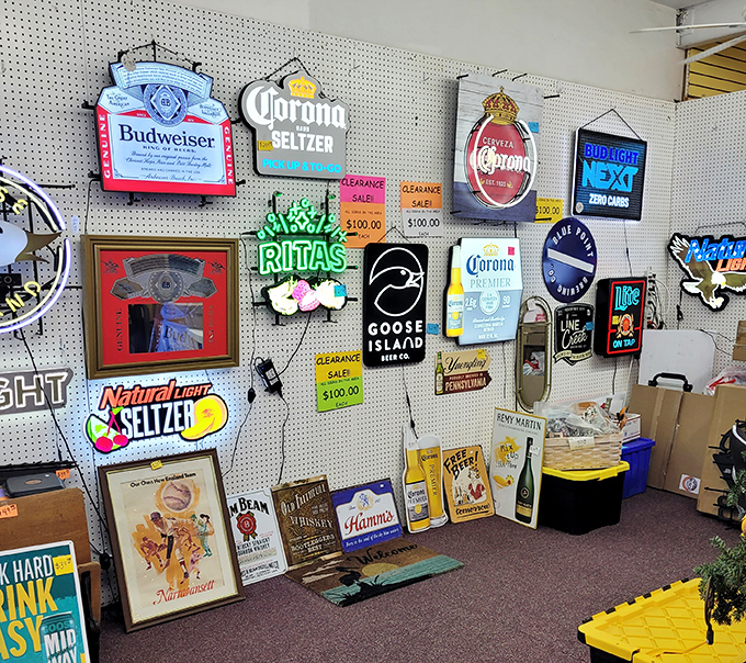 Beer signs that transform any garage into "the place where my spouse says I spend too much time." Man-cave decor with illuminated ambitions.