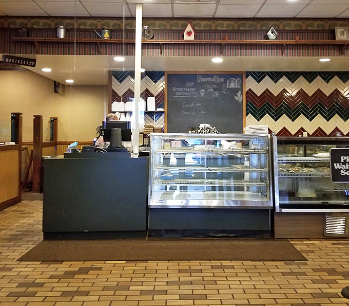 The ordering counter, where dessert displays remind you to save room &ndash; or simply start with dessert. Life's uncertain, after all.