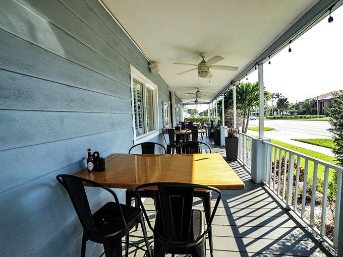 Outdoor dining Florida-style &ndash; where breakfast comes with a side of sunshine. The perfect spot for morning philosophers and people-watchers.