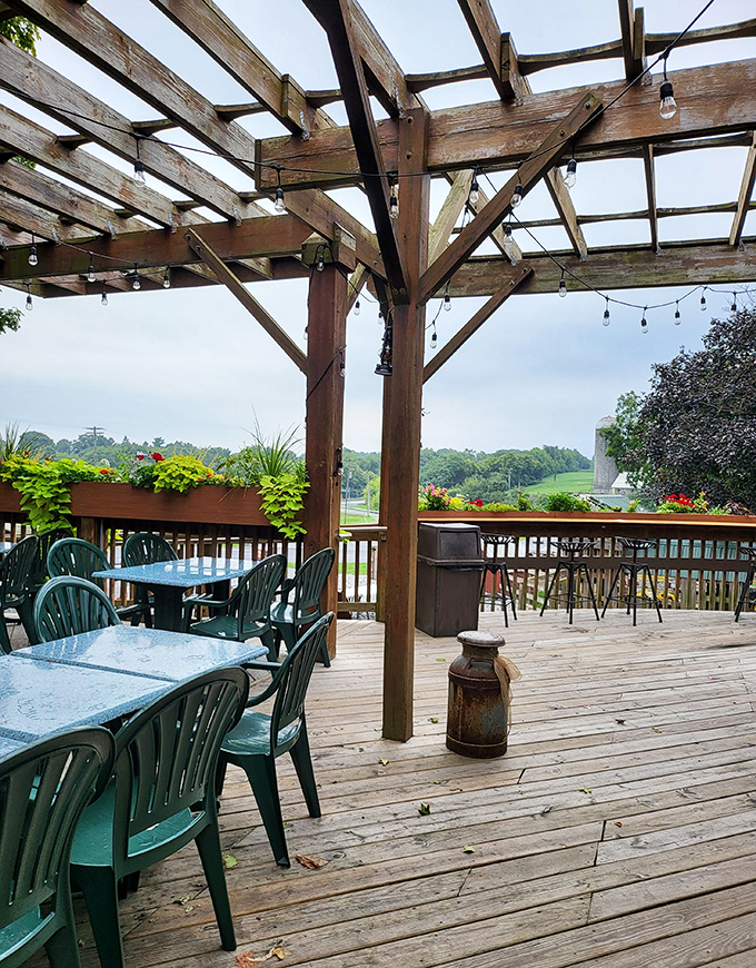 The outdoor dining deck offers pastoral views of Lancaster County farmland – breakfast with a side of serene countryside is always on the menu.