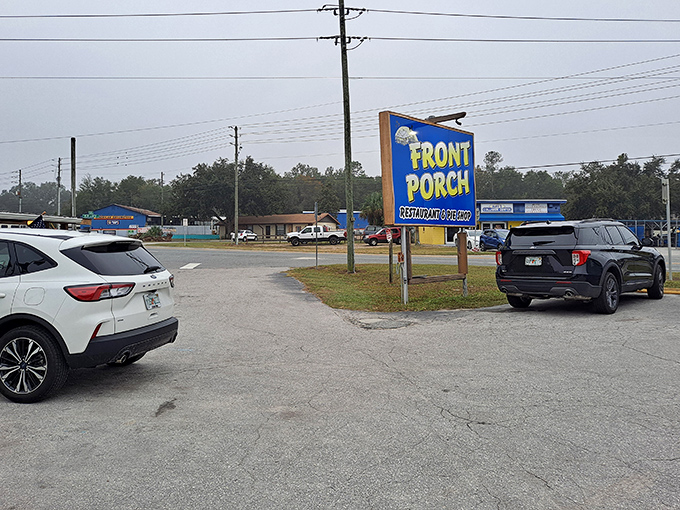 No fancy valet parking or imposing entrance&mdash;just a simple sign guiding hungry travelers to one of Florida's hidden culinary treasures.