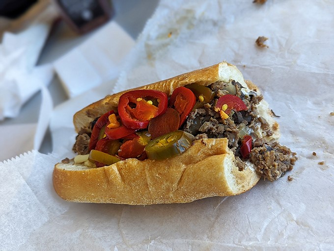 A cheesesteak with personality. Those peppers aren't just hanging out&mdash;they're having a flavor party and everyone's invited.