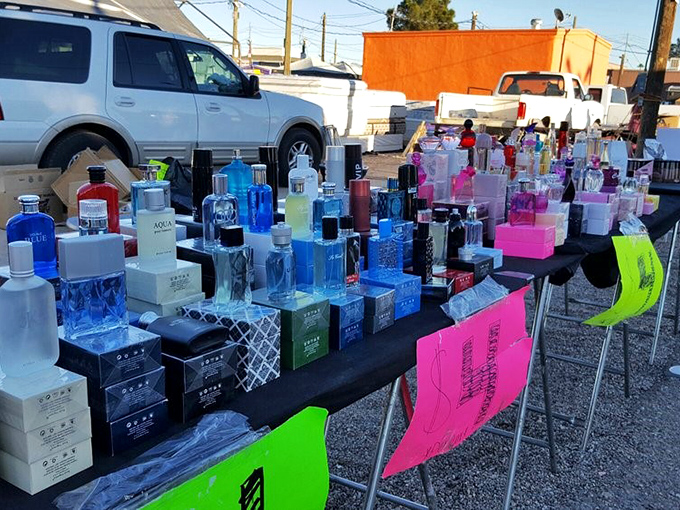 A fragrance vendor's colorful display offers the chance to smell expensive without spending a fortune&mdash;designer-inspired scents for everyday indulgence.