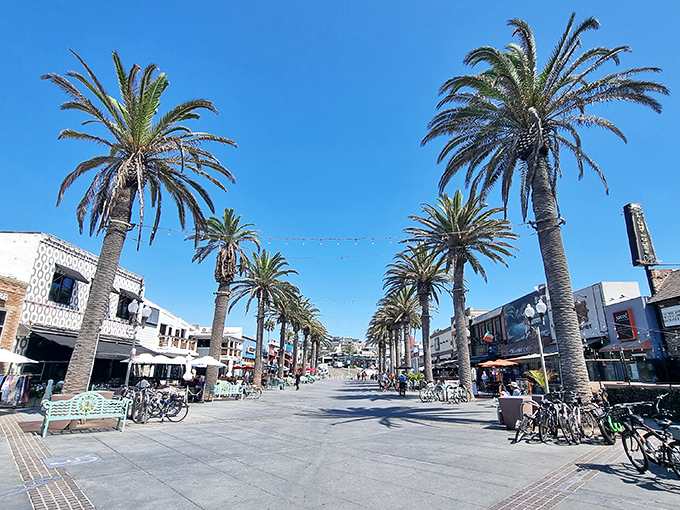 Pier Avenue's palm-lined promenade&mdash;where bicycles outnumber cars and "rushing" means getting to happy hour before the crowds.