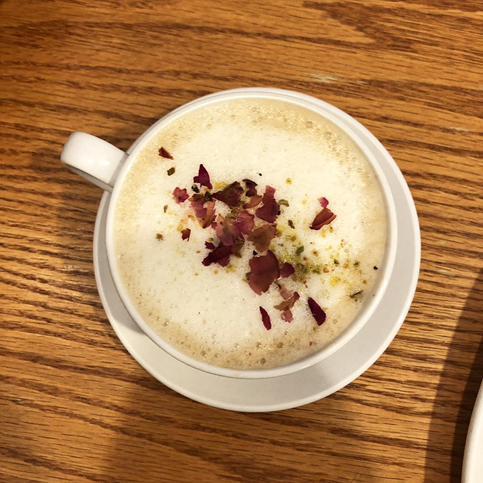 Not just coffee—a warm hug in a mug with bacon bits playing the unexpected but welcome guest stars on this frothy cappuccino stage.
