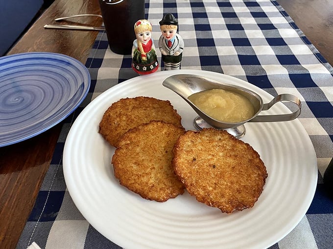 Golden potato pancakes deliver crispy exteriors hiding fluffy interiors that define comfort food at its finest.