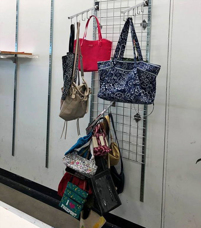 Handbag heaven hanging in plain sight. That designer tote might be the best thirty dollars you'll ever spend on arm candy.