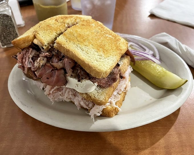 The Rebecca sandwich doesn't ask for attention, it commands it&mdash;pastrami, cream cheese, and smoked turkey creating a holy trinity of flavor.