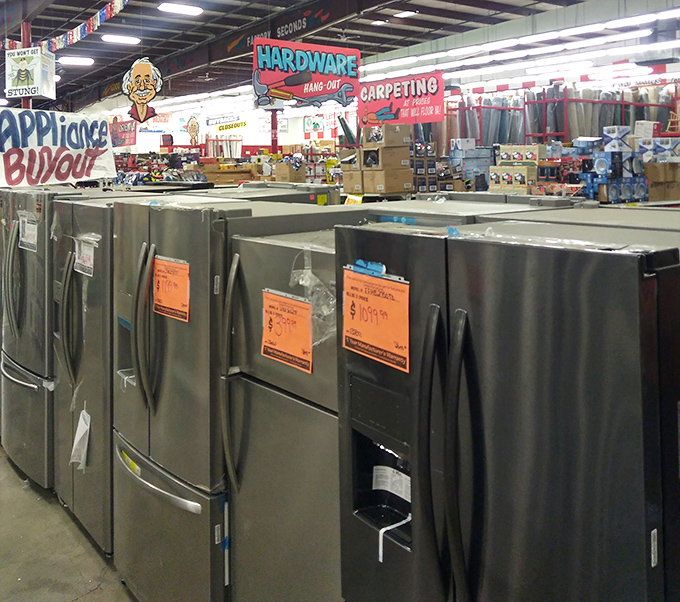 Refrigerator row, where kitchen appliance dreams come true. Major upgrades without the major price tags &ndash; that's the Ollie's magic.